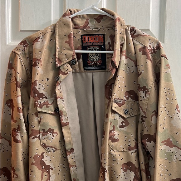 DIXXON | Jackets & Coats | Dixxon Camouflage Shirt Jacket Brown And Tan ...
